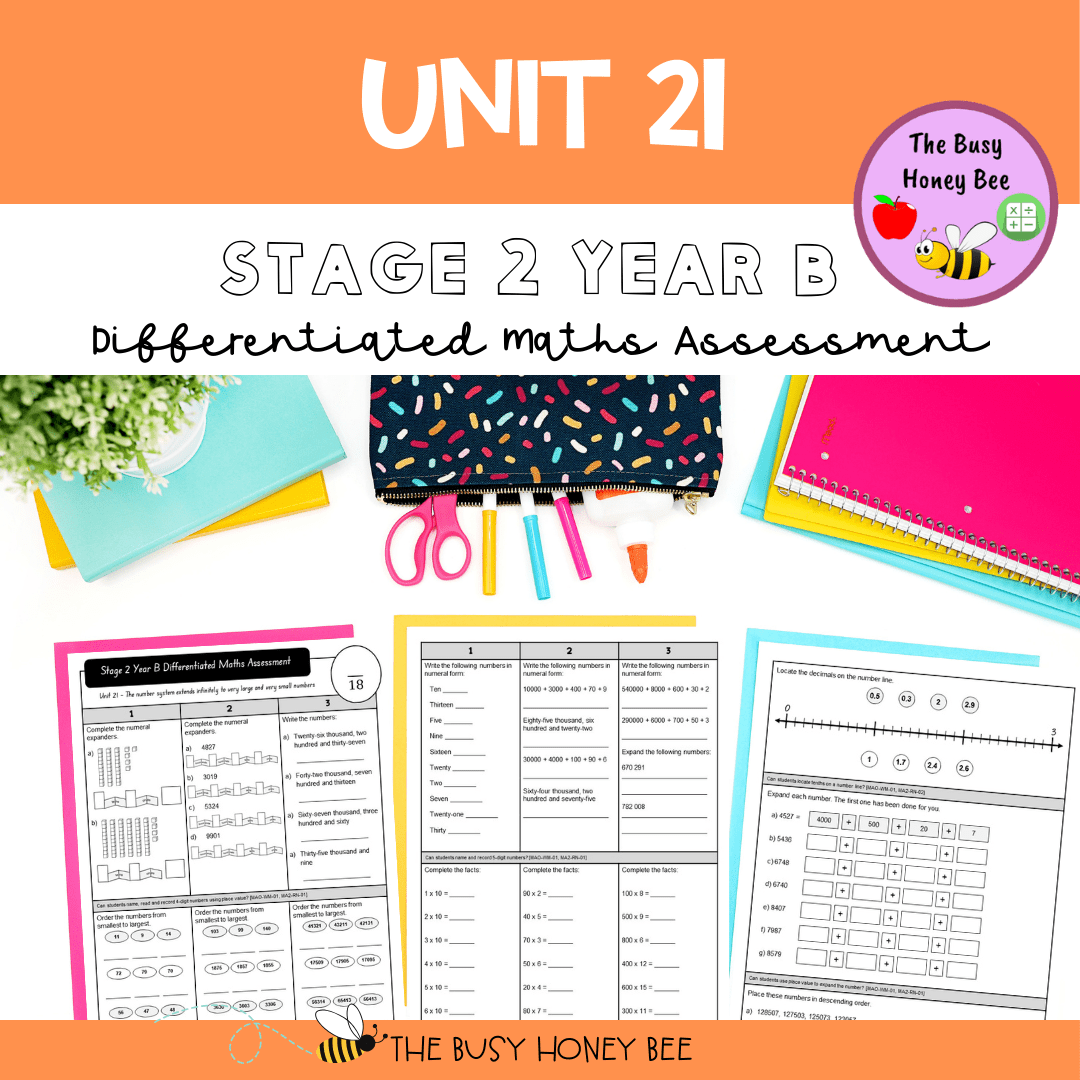 Stage 2 Year B Differentiated Maths Assessment Unit 21 – The Busy Honey Bee
