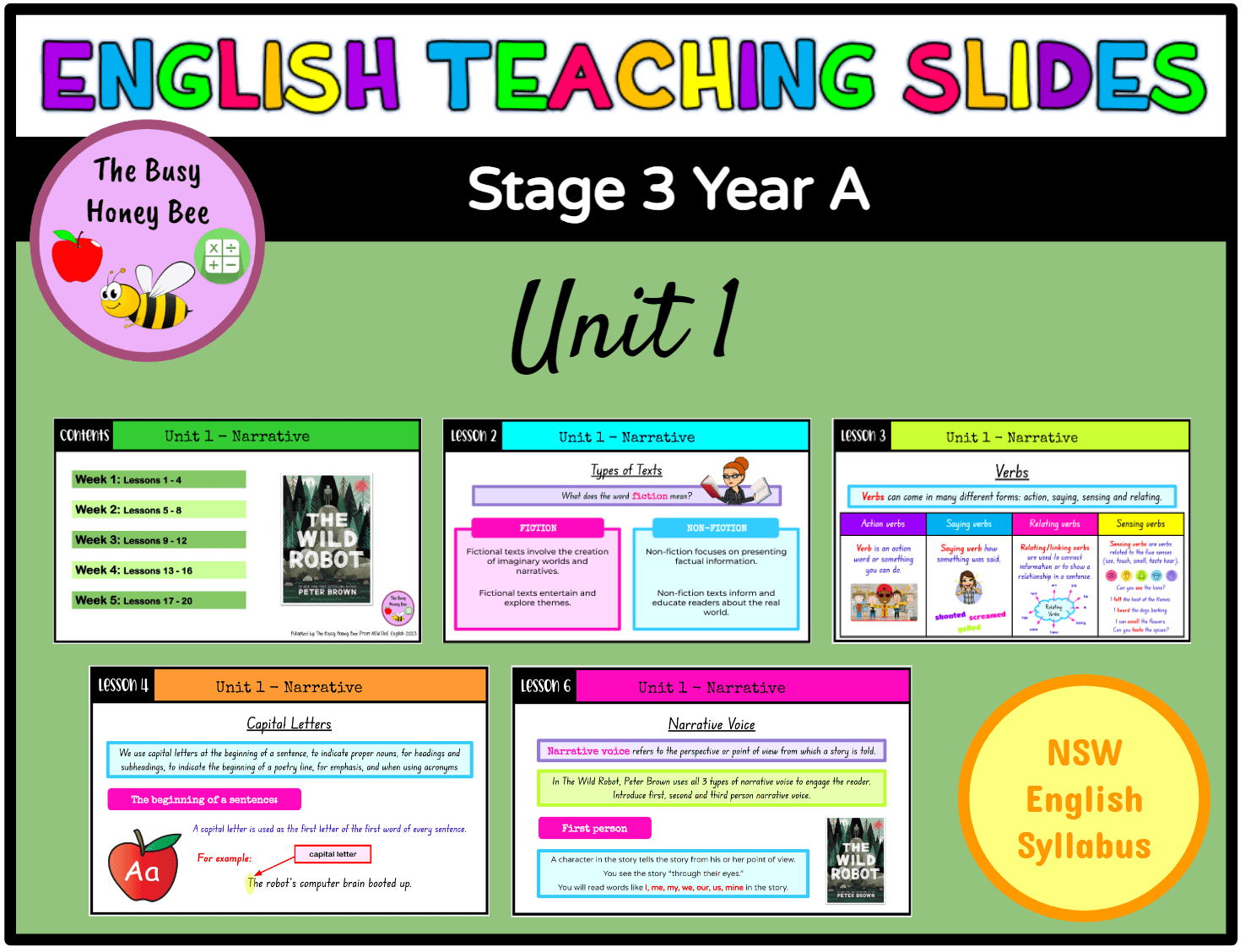 Stage 3 Year A Unit 1 Narrative English Teaching Slides – The Busy ...