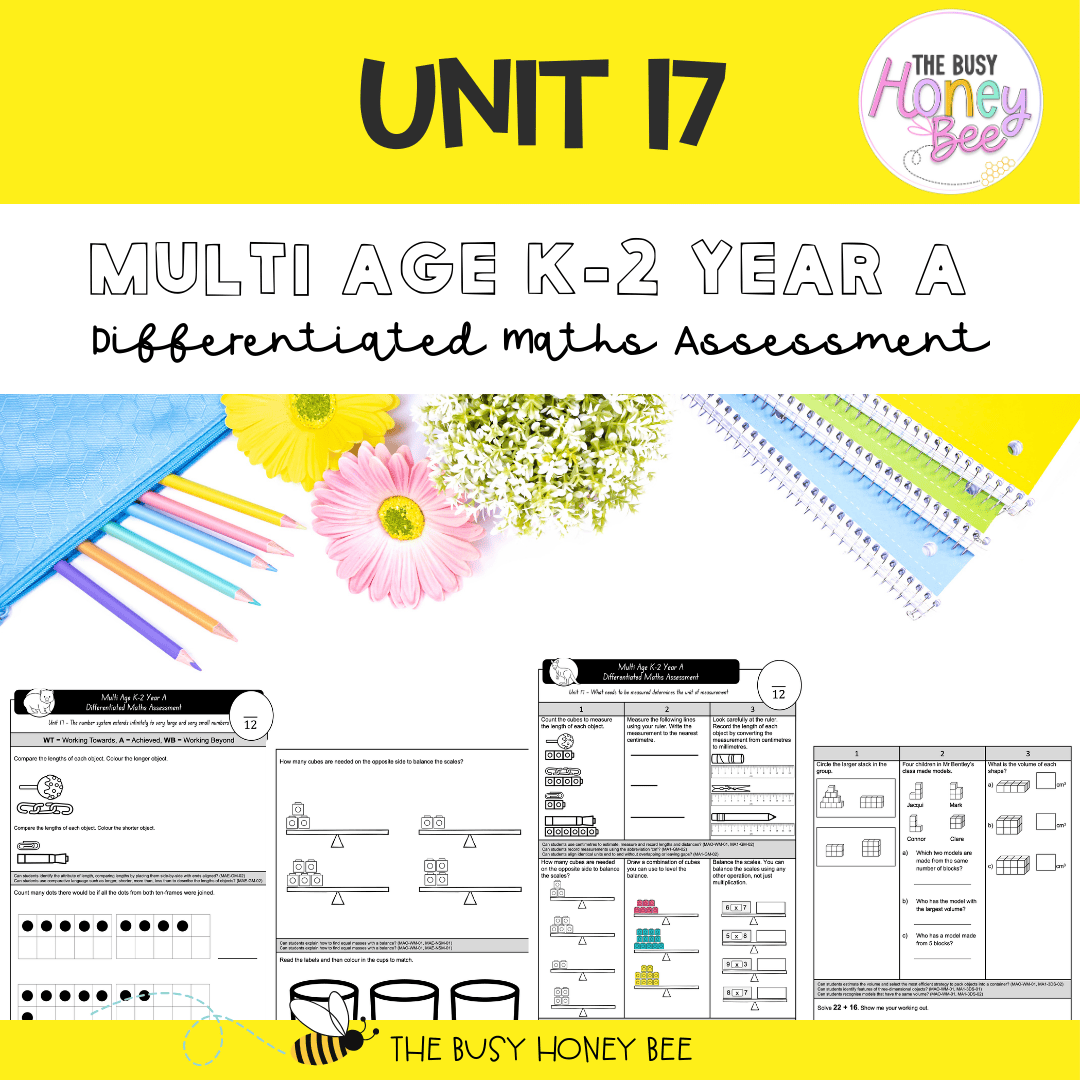 Multi Age K-2 Year A Differentiated NSW Maths Assessment Unit 17 – The ...