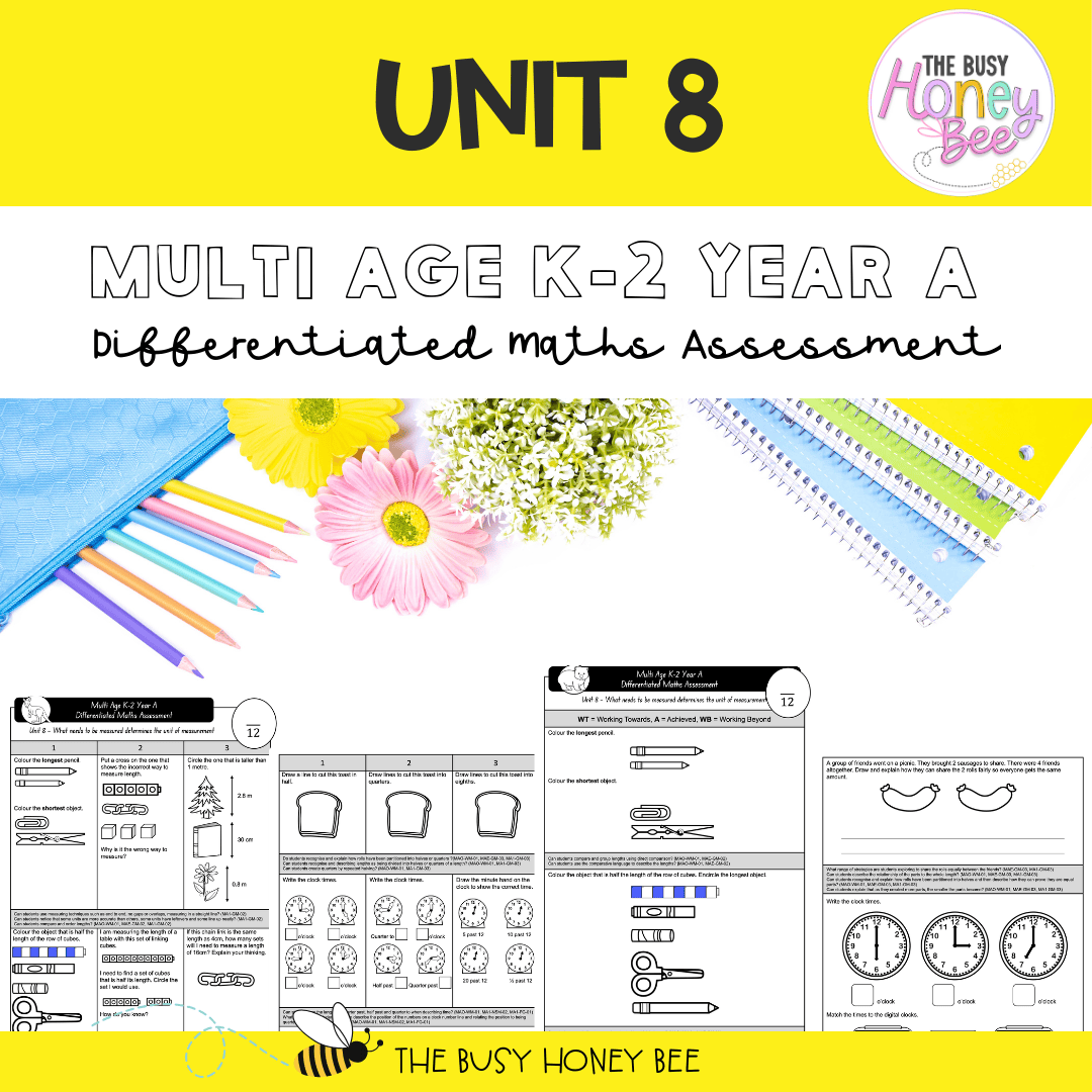 Multi Age K-2 Year A Differentiated NSW Maths Assessment Unit 8 – The ...