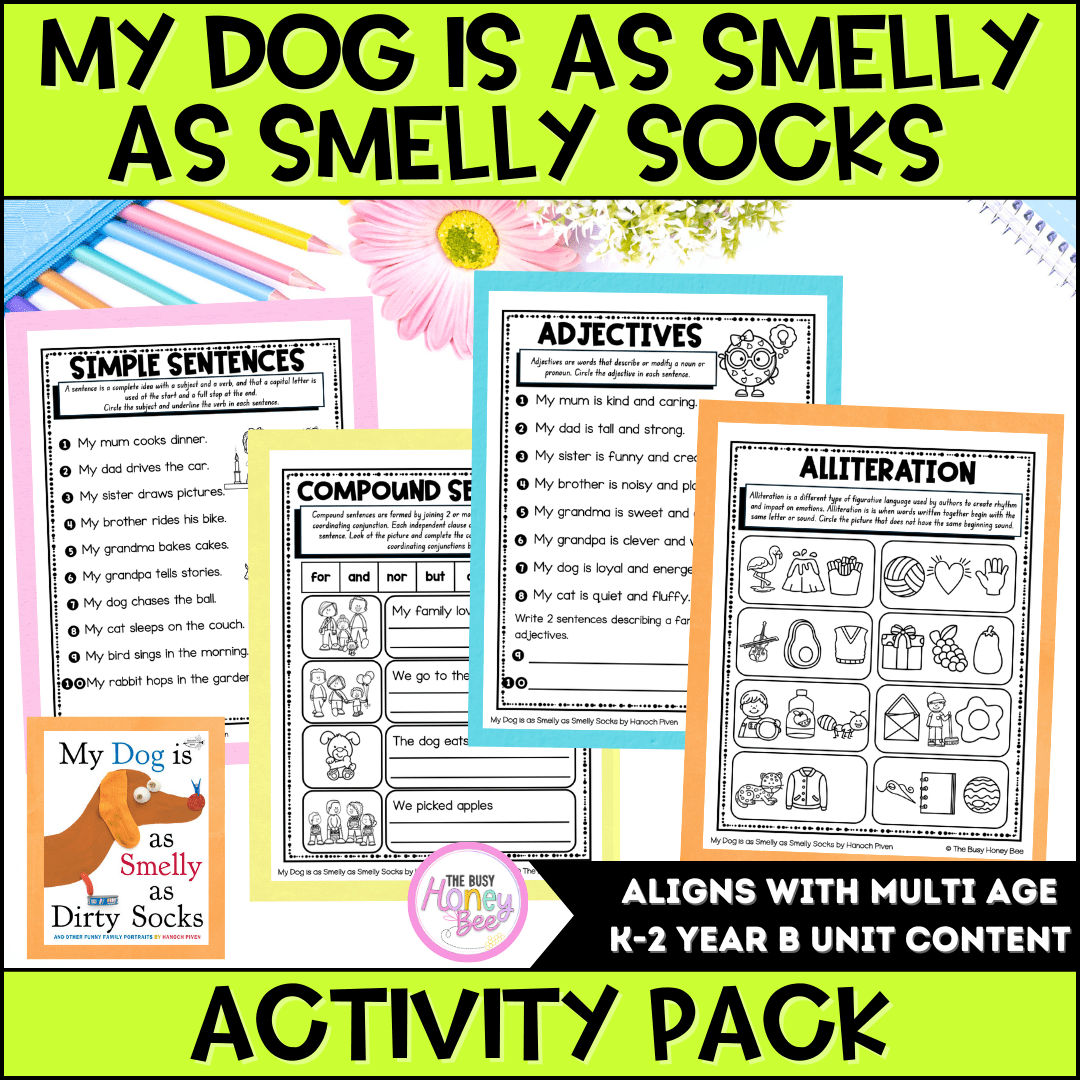 My Dog is as Smelly as Smelly Socks Activity Pack – The Busy Honey Bee