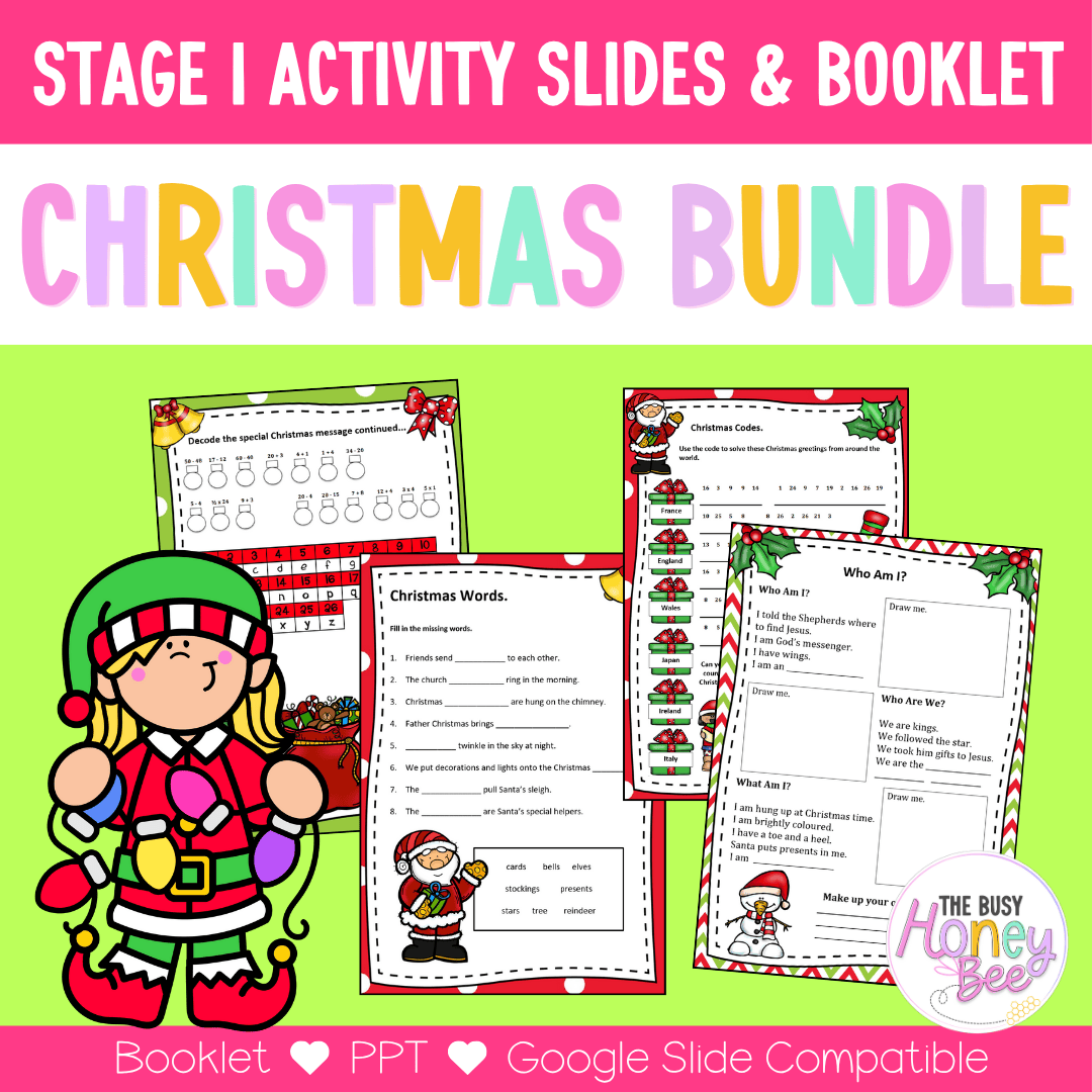 Stage 1 Christmas Activities PowerPoint and Booklet – The Busy Honey Bee