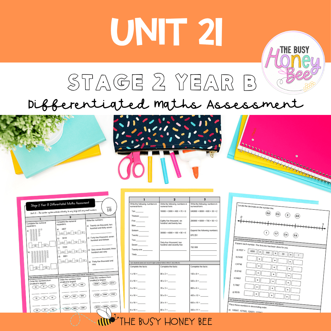 Stage 2 Year B Differentiated Maths Assessment Unit 21 – The Busy Honey Bee
