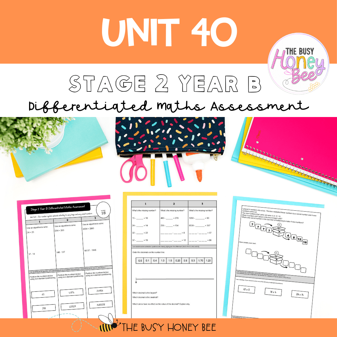 Stage 2 Year B Differentiated Maths Assessment Unit 40 – The Busy Honey Bee