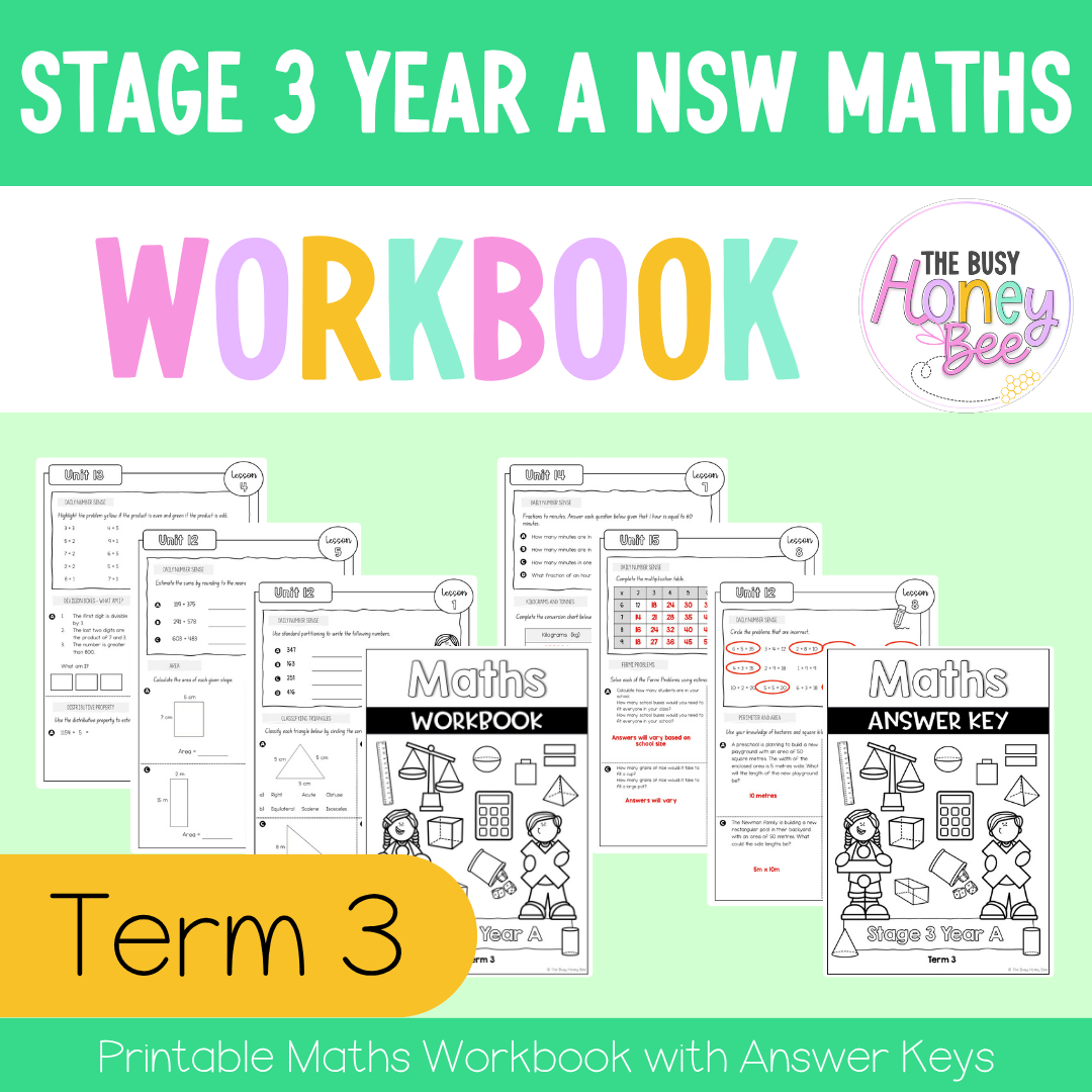 Stage 3 Year A NSW Maths Workbook Term 3 – The Busy Honey Bee