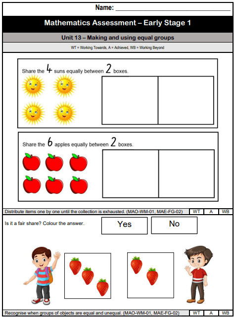 Kindergarten Editable Maths Assessment Task 13 – The Busy Honey Bee