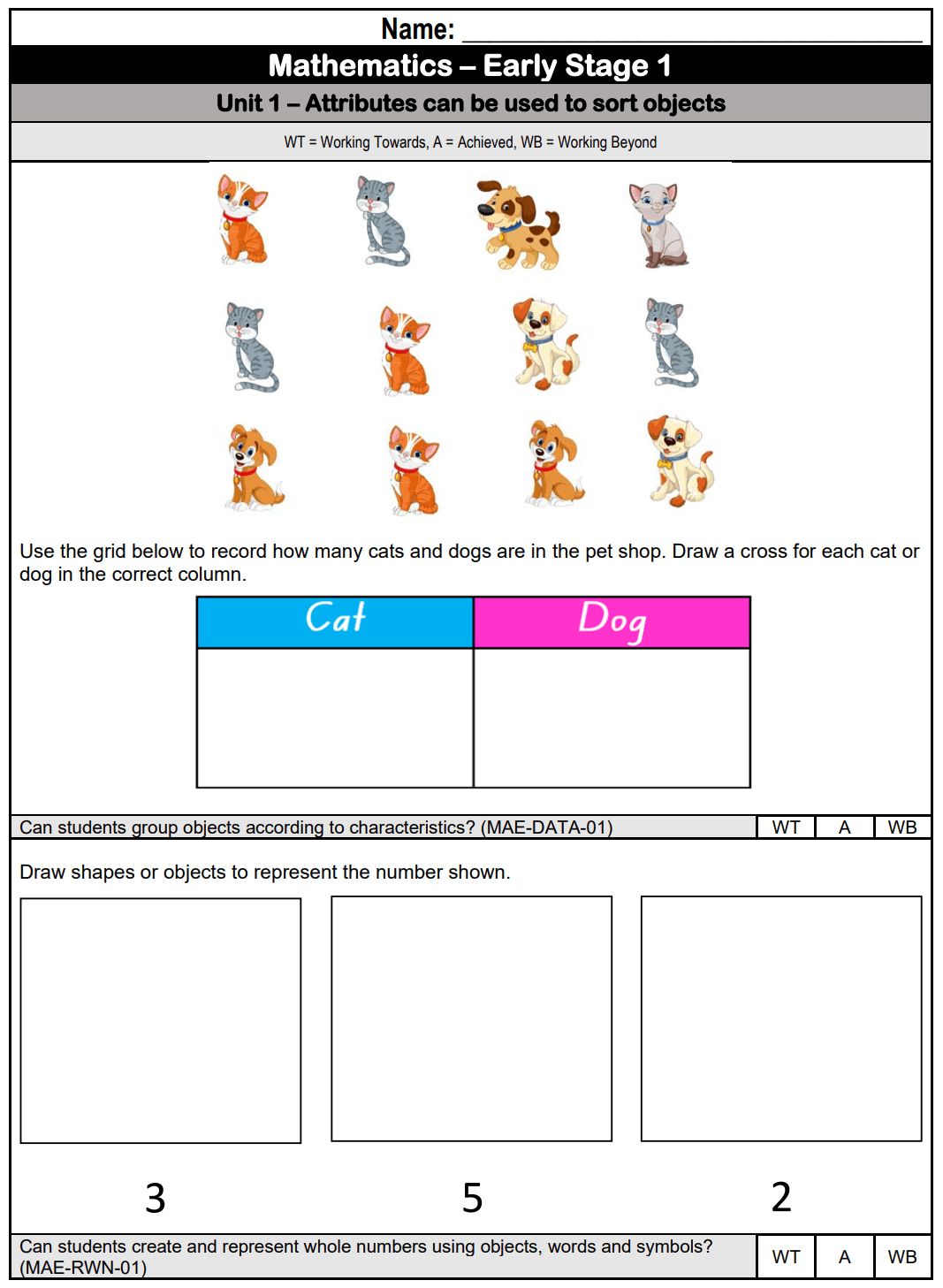Kindergarten Editable Maths Assessment Task 1 – The Busy Honey Bee