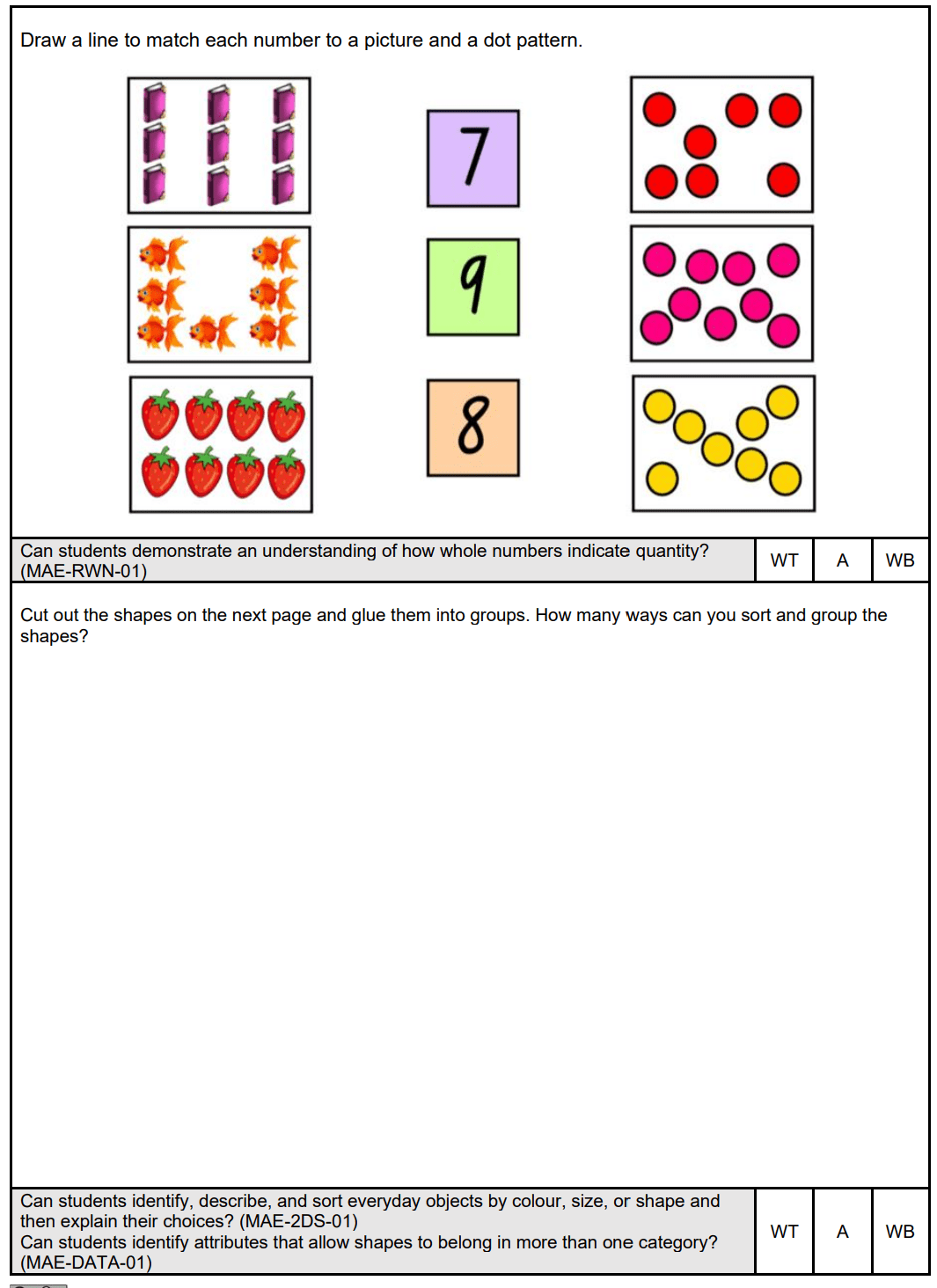 Kindergarten Editable Maths Assessment Task 1 – The Busy Honey Bee
