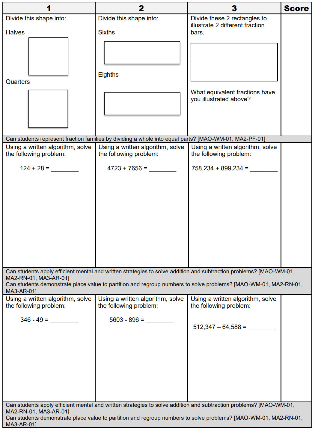 Stage 3 Year A Differentiated Maths Assessment Unit 2 – The Busy Honey Bee
