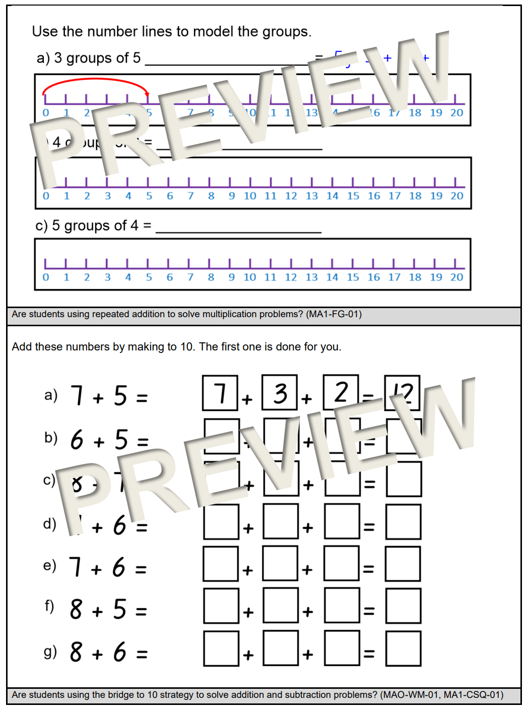 Stage 1 Year A Differentiated Maths Assessment Unit 20 – The Busy Honey Bee