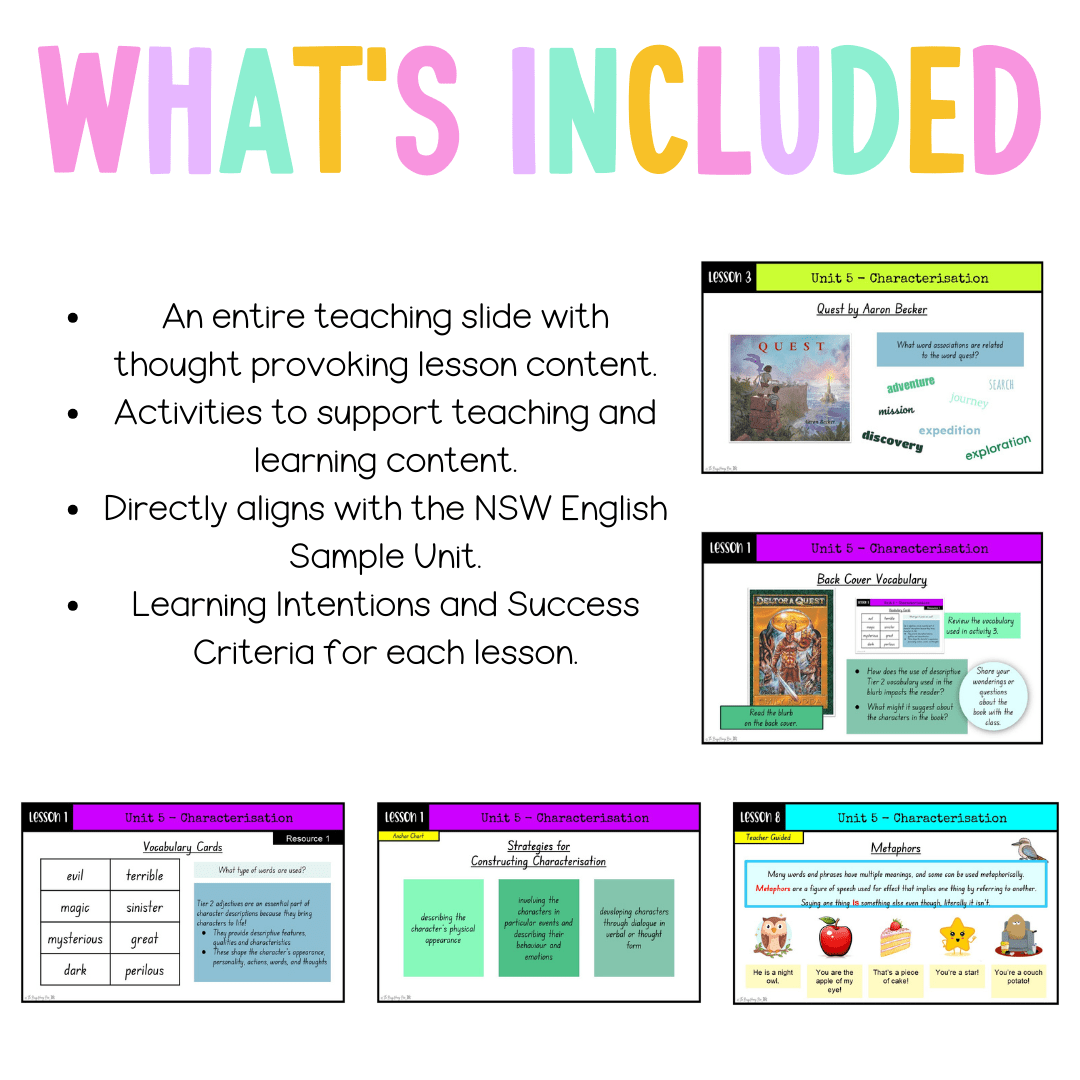 Multi Age 3-6 Year A Unit 5 Characterisation English Teaching Slides ...