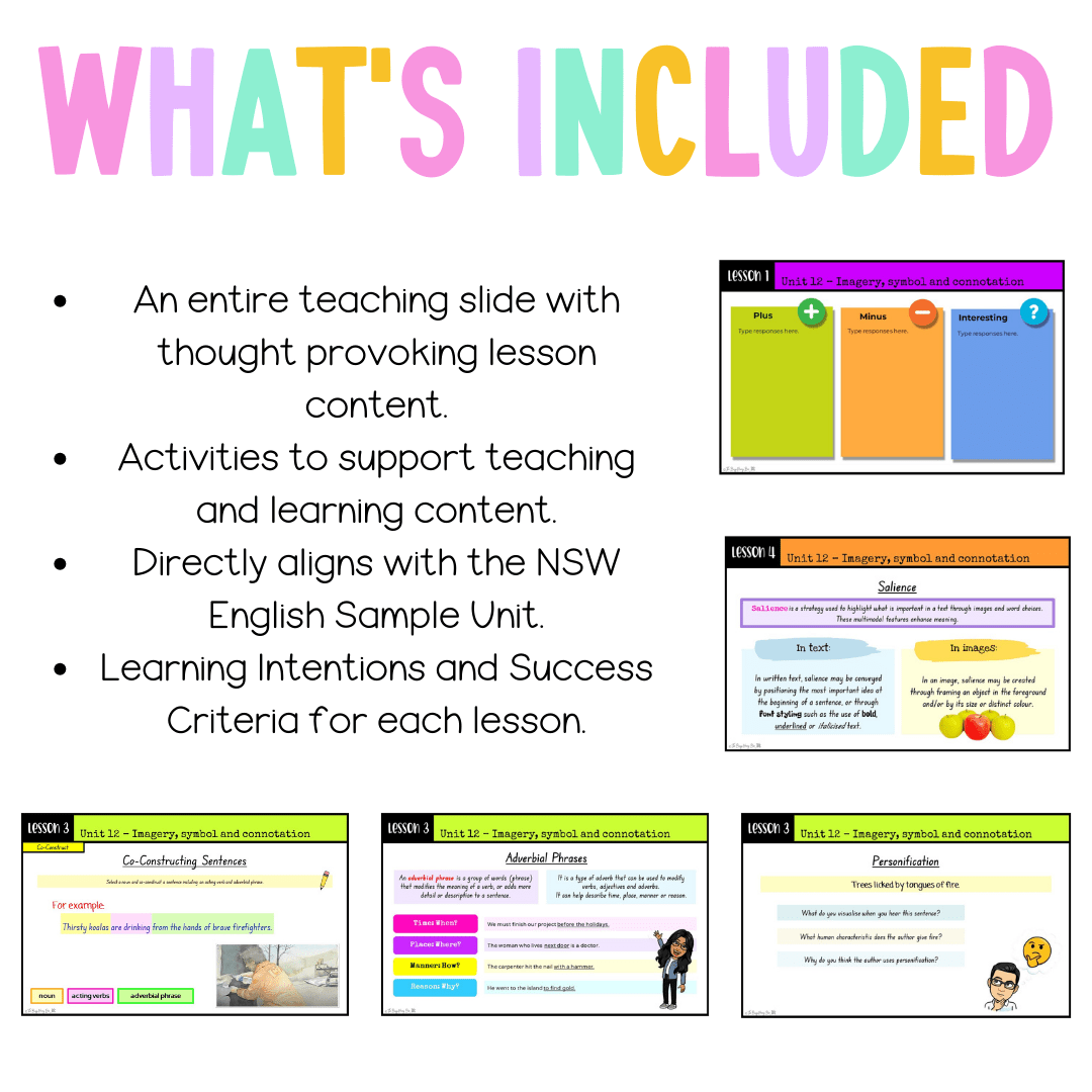 Stage 2 Year B Unit 12 Imagery, symbol and connotation English Teachin ...