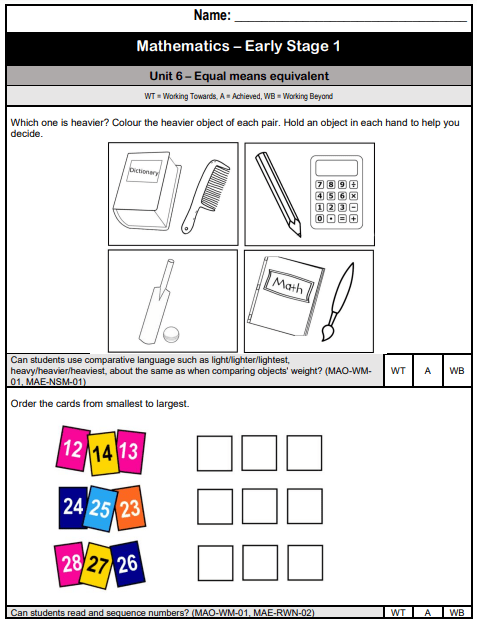 Kindergarten Editable Maths Assessment Task 6 – The Busy Honey Bee